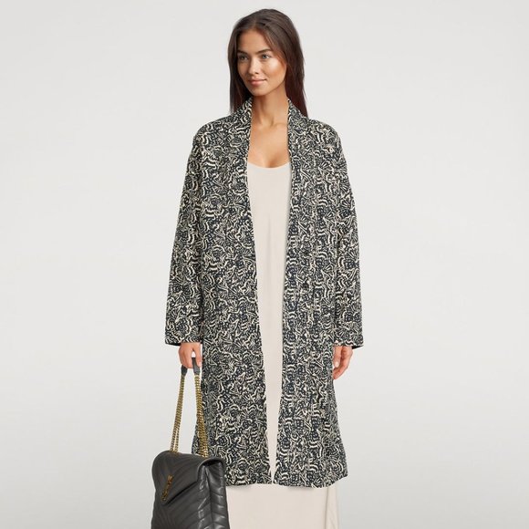 ba&sh | Jackets & Coats | Bash Linger Gauze Printed Cotton Coat Black ...
